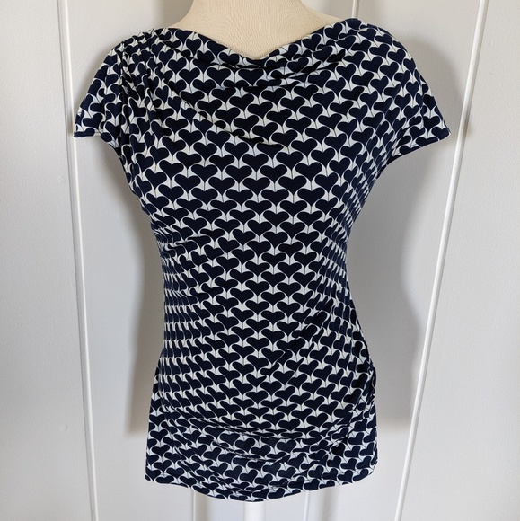 Max Studio | Tops | Fitted Navy Blue Heart Top | Poshmark